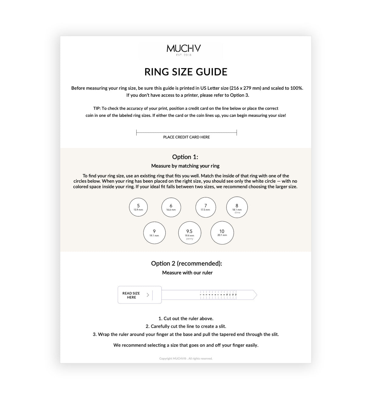 Ring Size Guide & International Conversion Chart | MUCHV